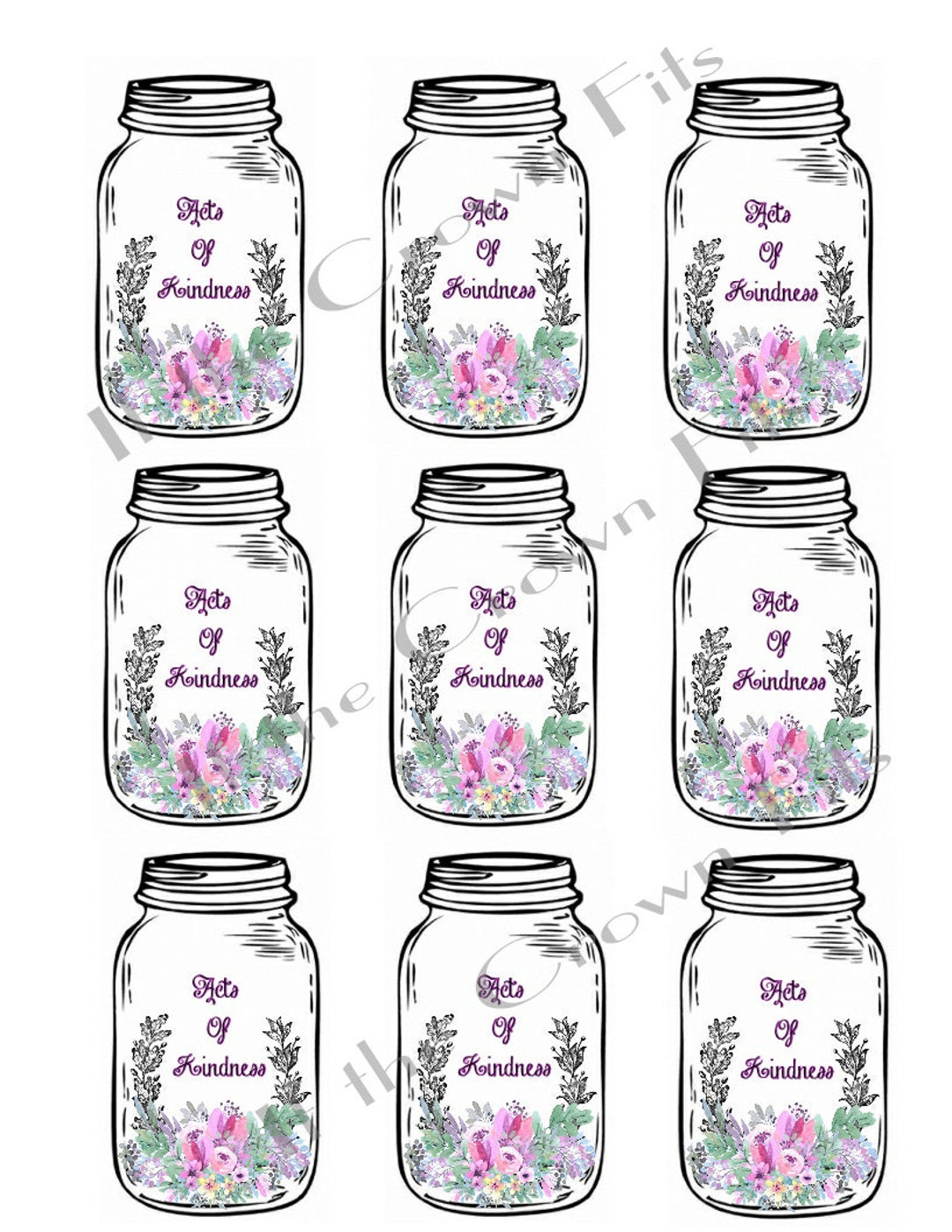 Mason Jar/acts of Kindness/ Digital Tags/labels/decor/planners/cards ...