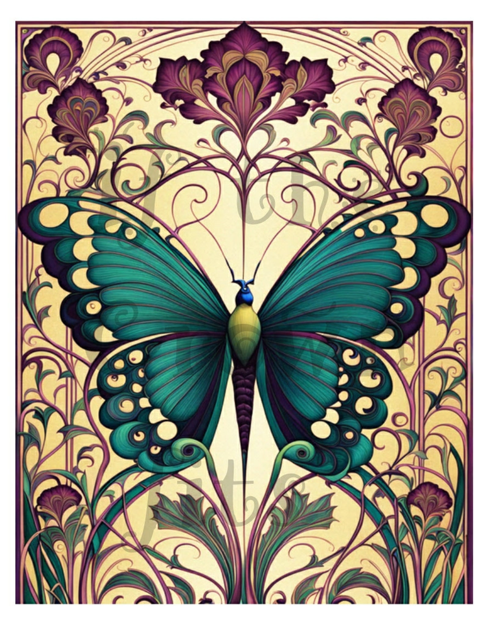 Art Nouveau Butterflies/dragonflies/digital/you Print/download - Etsy