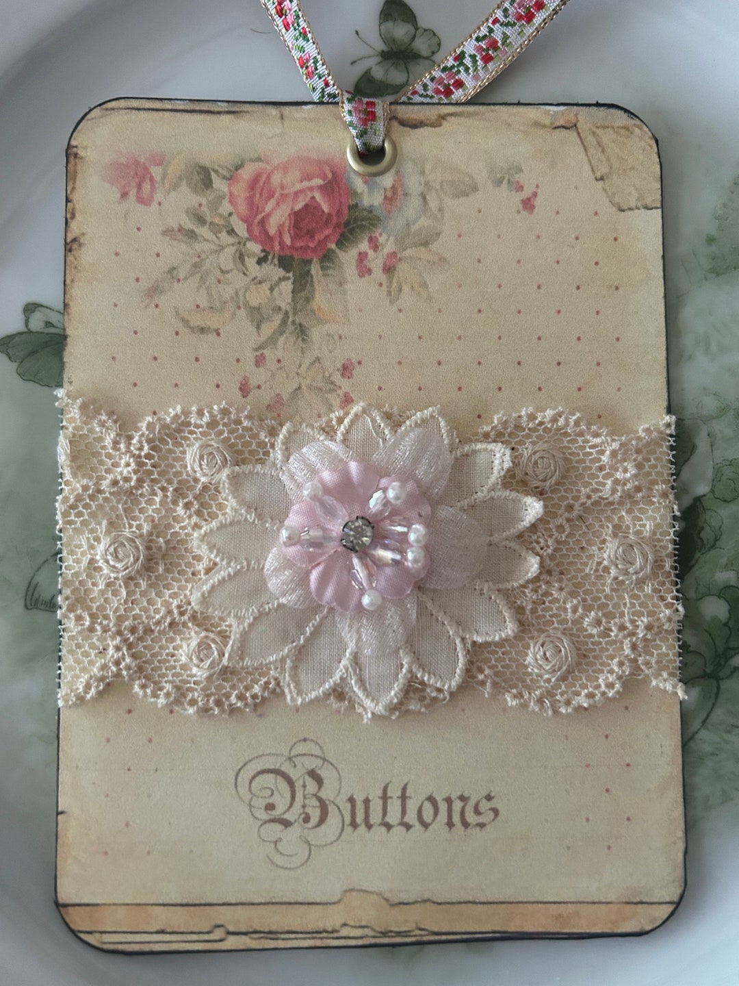 Two Handmade Button Cards/tags/journals - Etsy