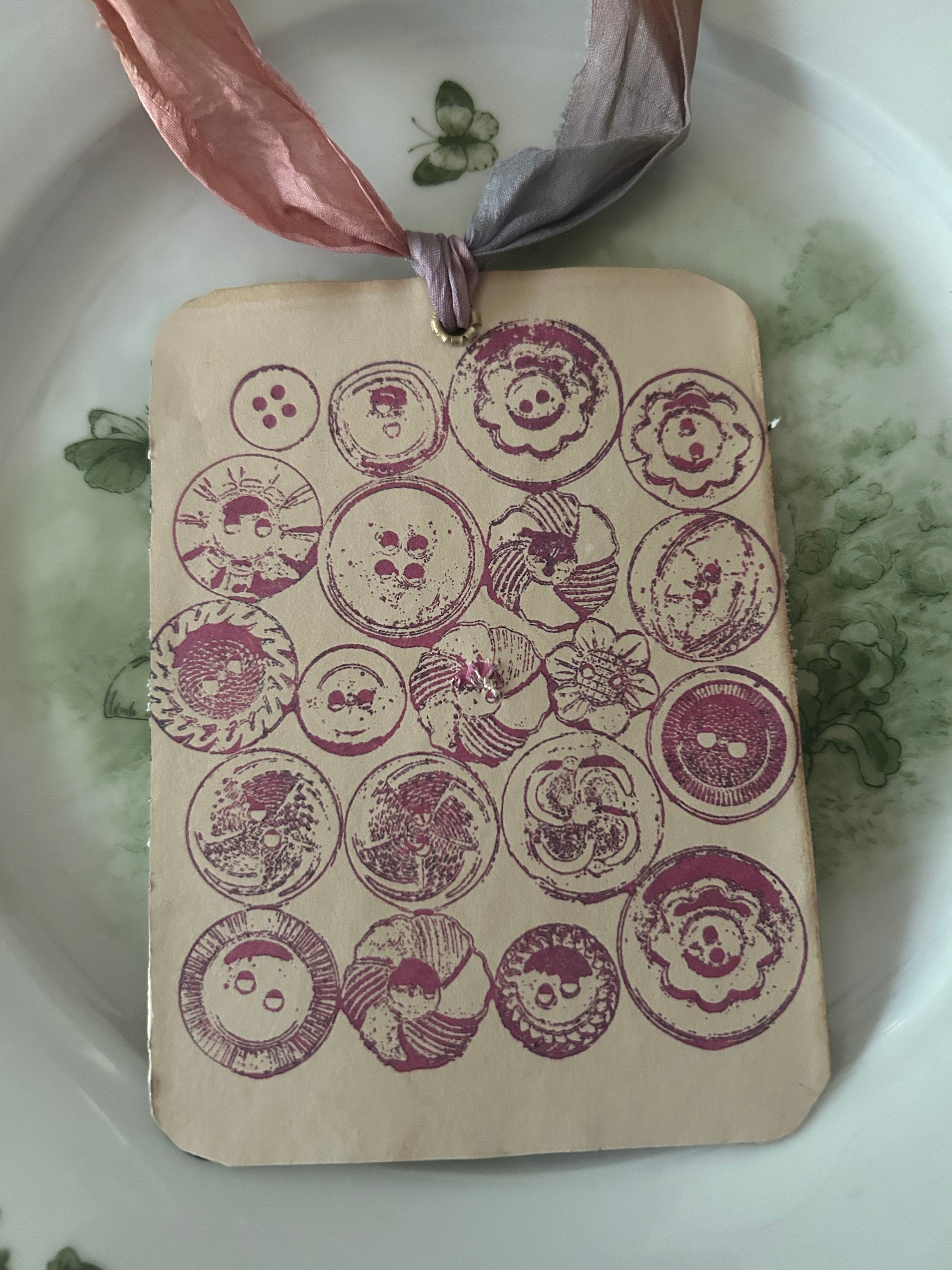 Two Handmade Button Cards/tags/journals - Etsy