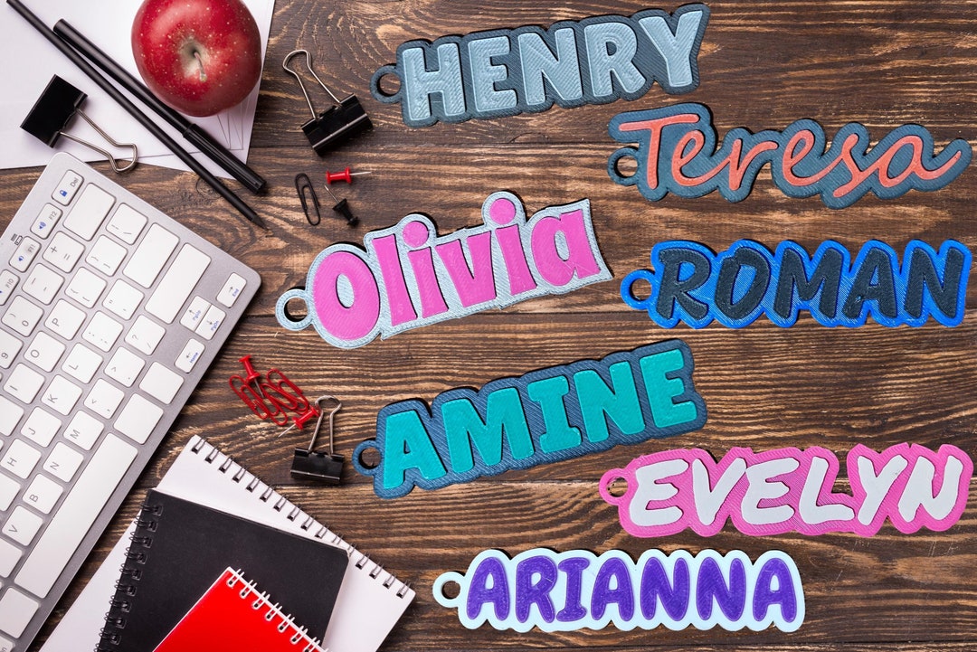 2x Customized 3D Printed Name Keychains - Personalized Keychains for ...