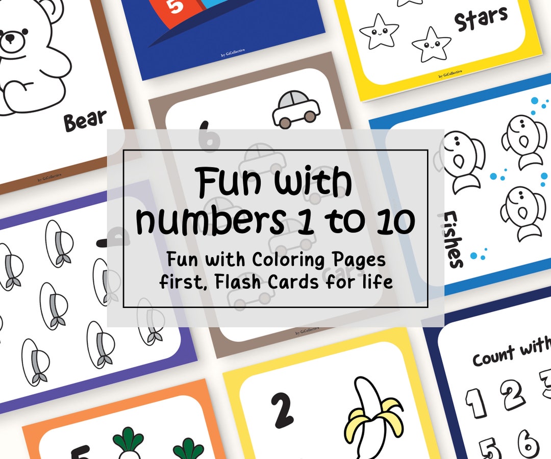 Printable Pages Colour & Learn Numbers 1-10 - Etsy UK