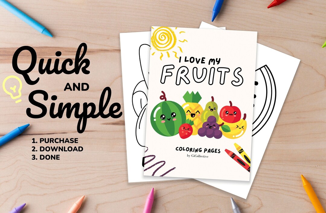 Printable Simple Fruits Coloring Pages - Etsy