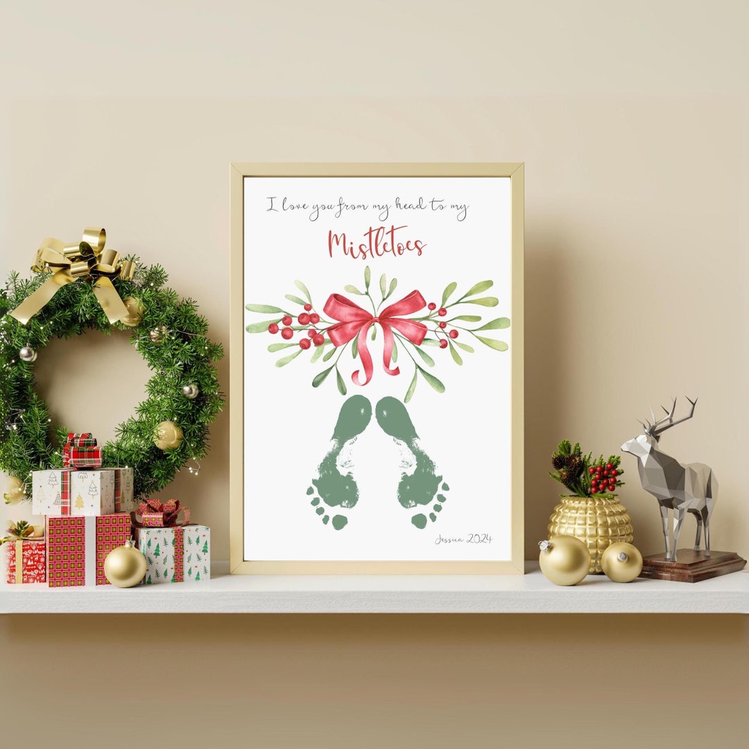 Mistletoe Christmas Footprint Art, Christmas Baby Craft, Holiday ...