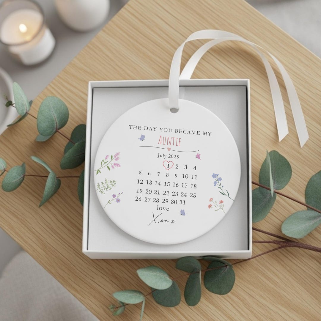 Personalised Baby Birth Date Ornament Keepsake for Auntie – Custom ...