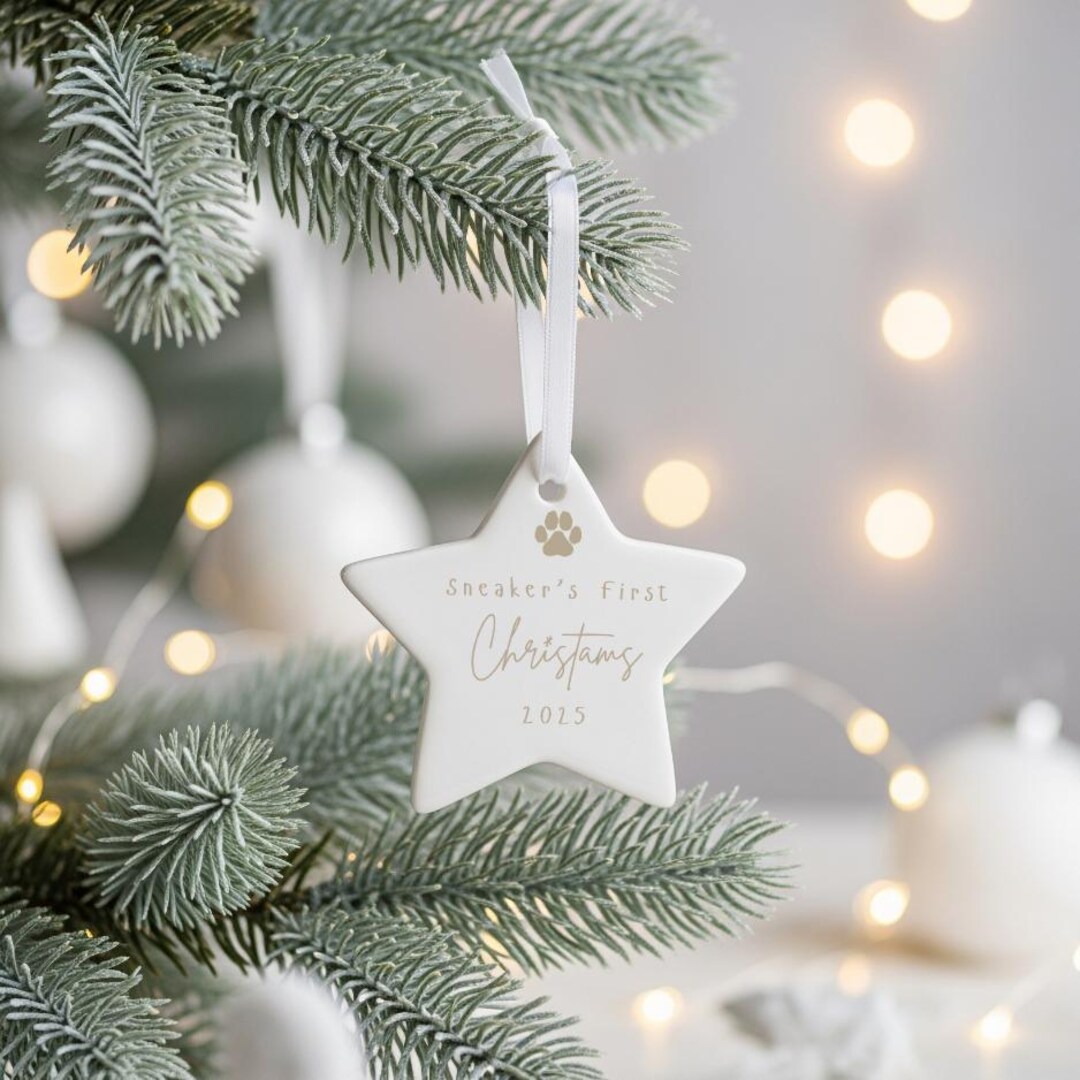 Dog First Christmas Bauble 2025 – Personalised Cat and Dog Ornament ...