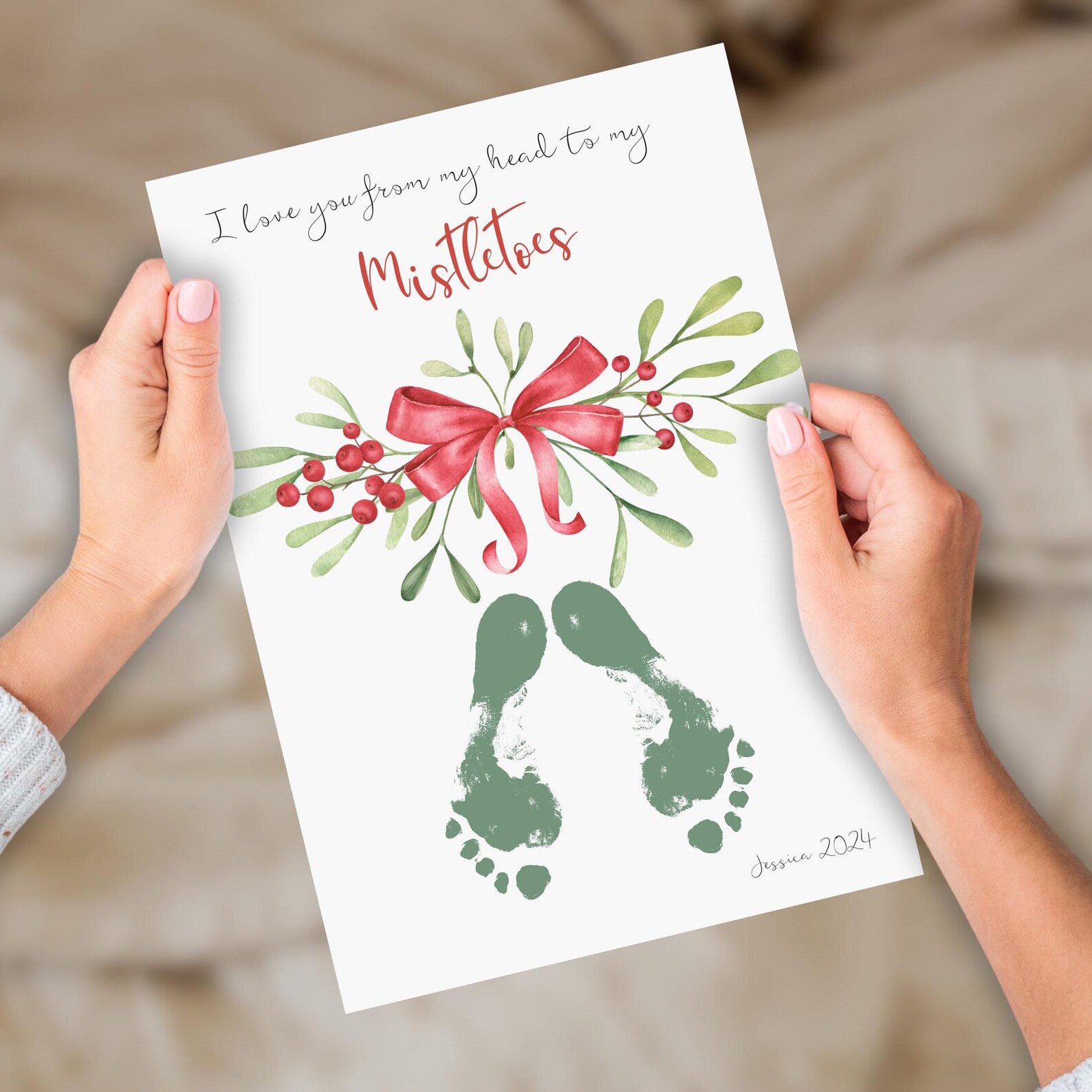 Mistletoe Footprint Christmas Baby Craft: 1st Christmas Keepsake ...