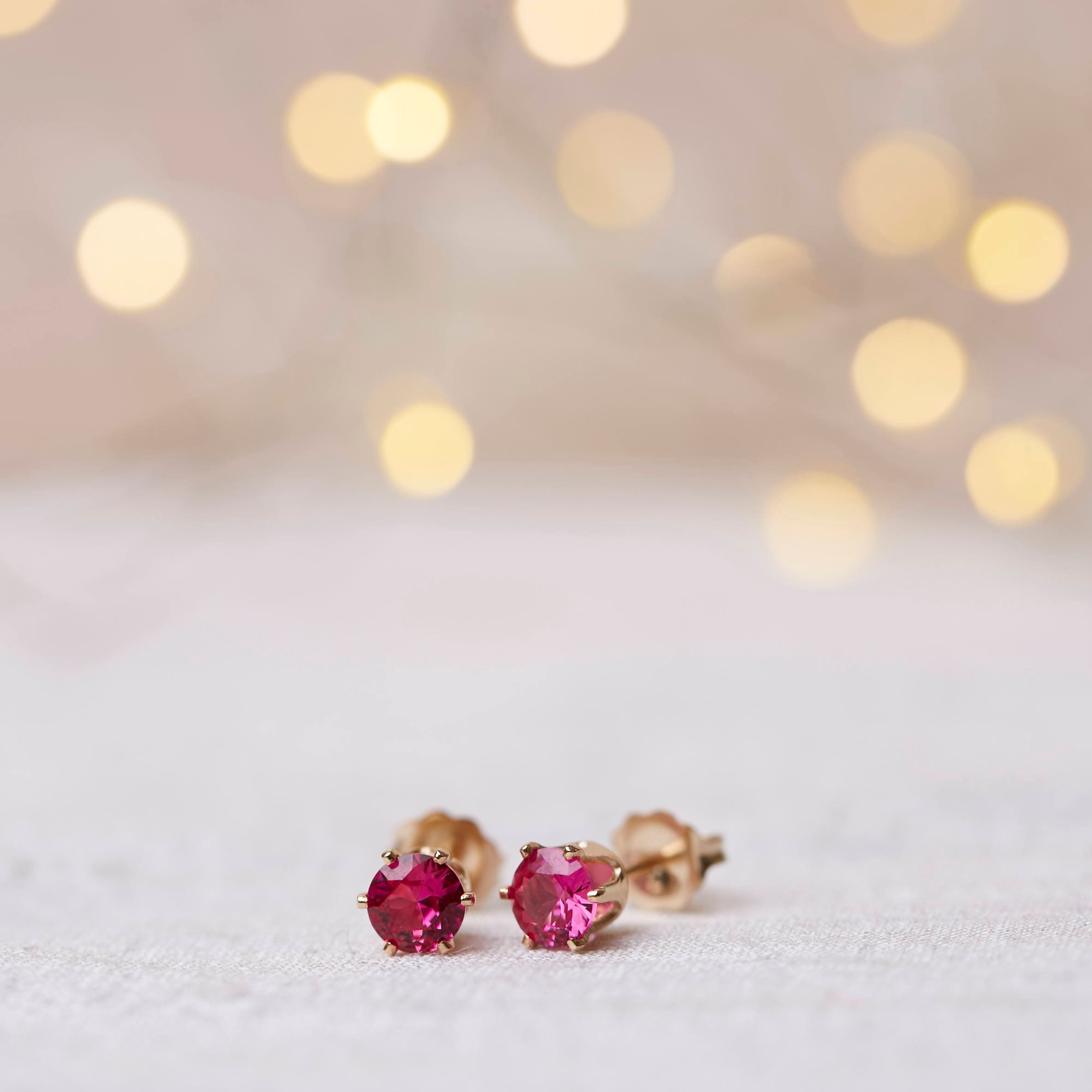 Ruby Stud Earrings, Silver or Gold Filled Ruby Post Earrings, Pink 5MM ...