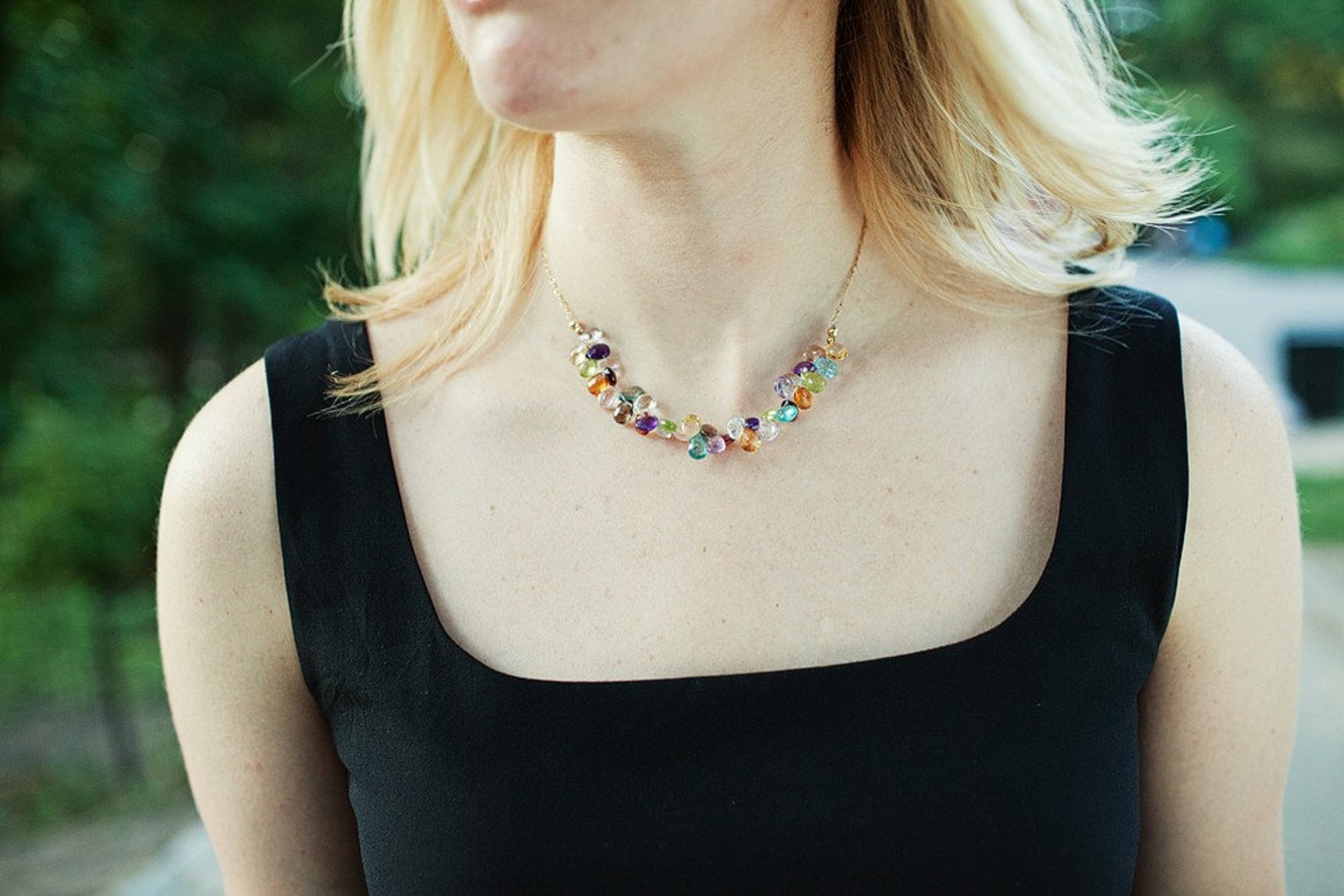 Multi Gemstone Necklace Colored Gem Necklace Colorful - Etsy