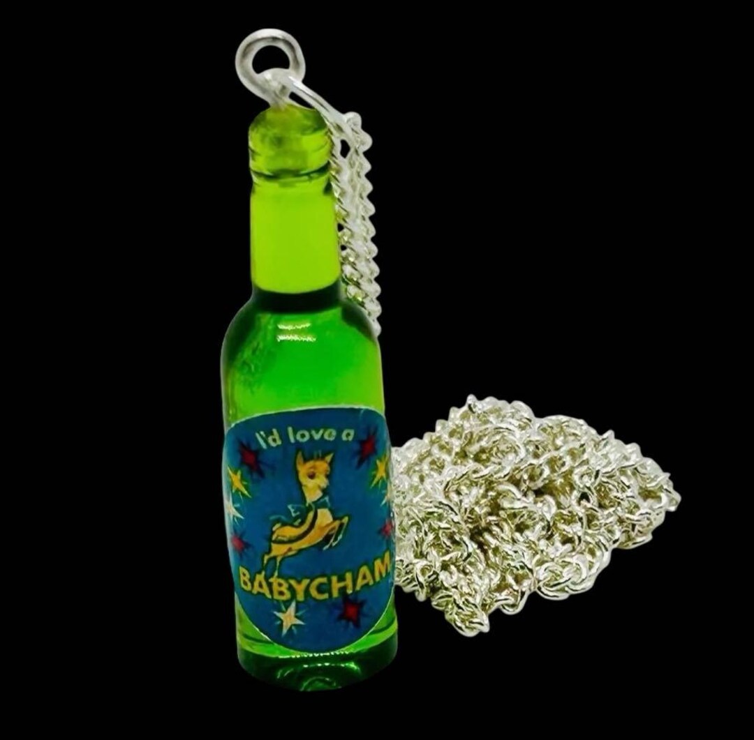 Sparkling Perry Bottle Necklace - Drink, Miniature, Jewellery, Pendant ...