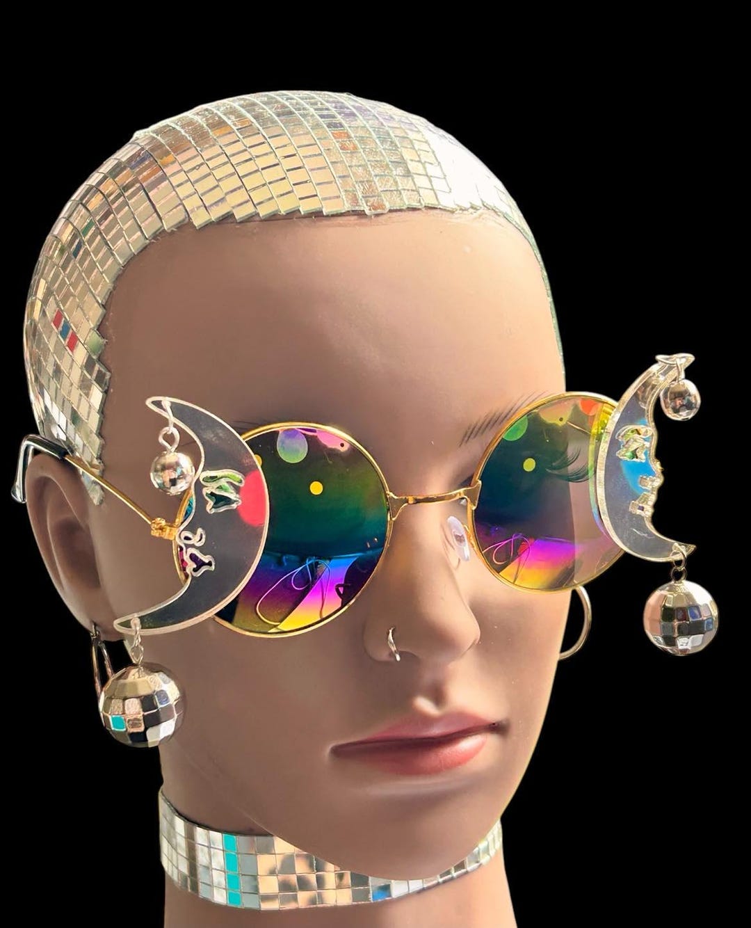 Disco Moon Sunglasses - Customised, Handmade, Sunnies, Festival, Party ...