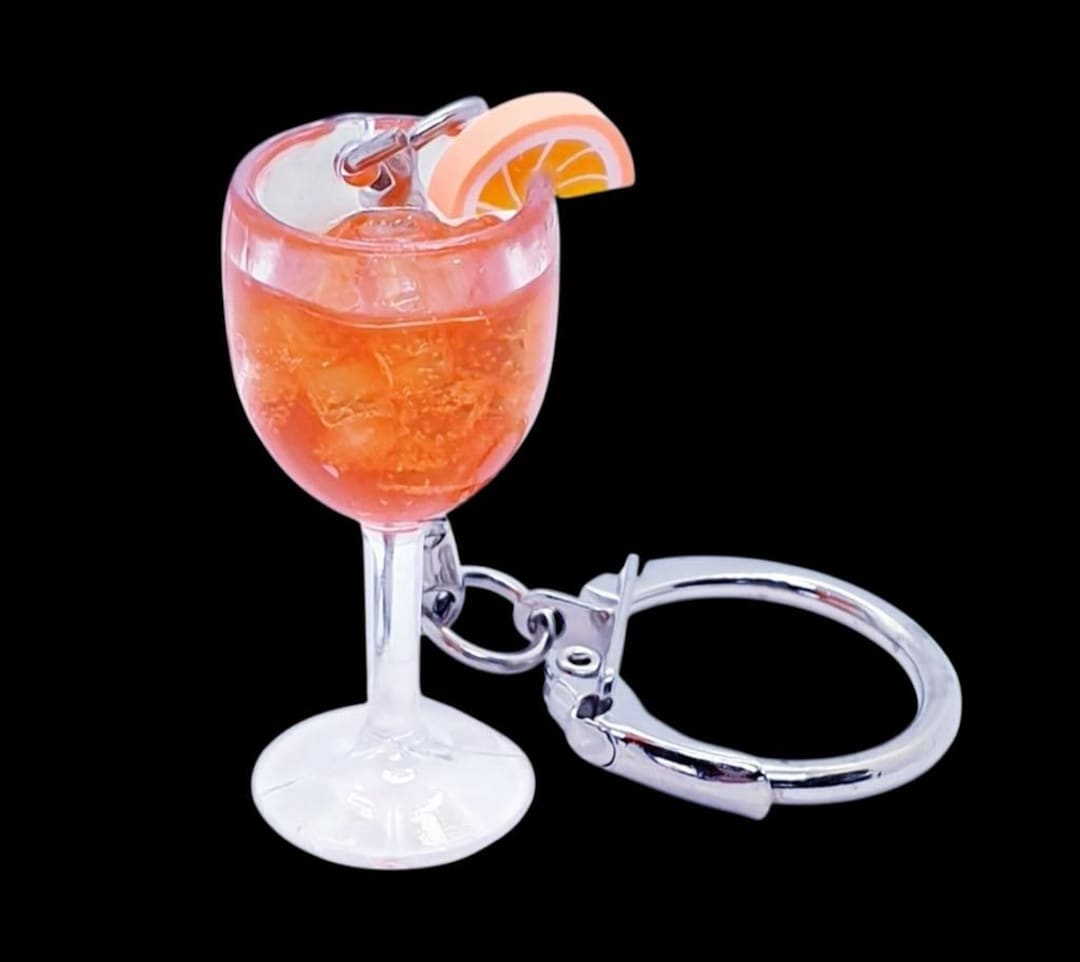 Aperol Spritz Cocktail Glass Keyring - Miniature, Orange, Drink, Summer ...