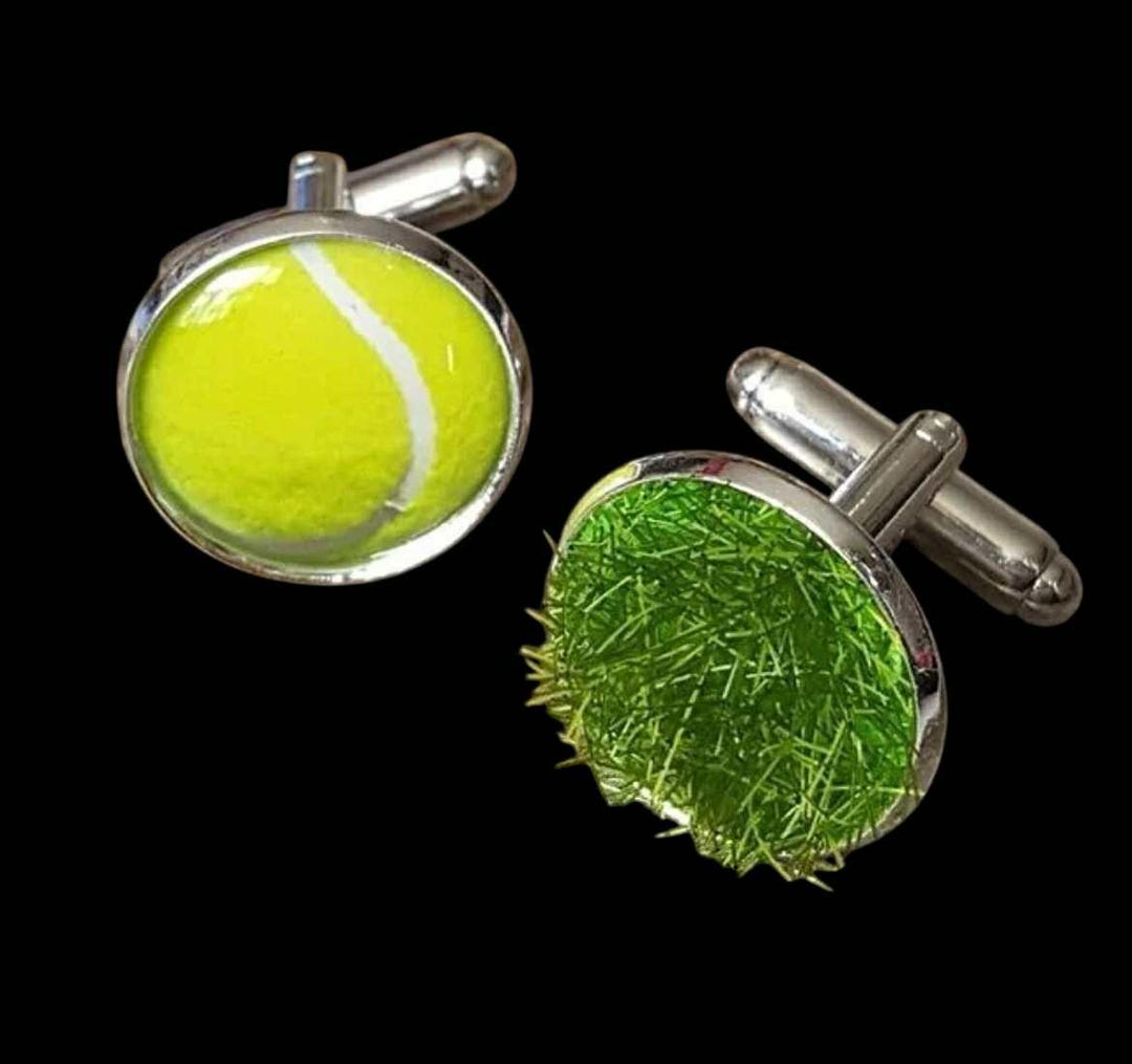 Tennis Ball & Grass Cufflinks: Handmade Asymmetrical Sport Jewelry - Etsy