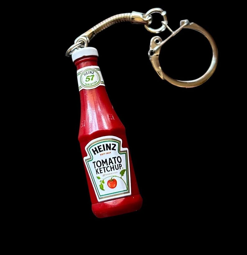 Tomato Ketchup Bottle Keyring - Red Sauce, Condiment, Miniature, Food ...