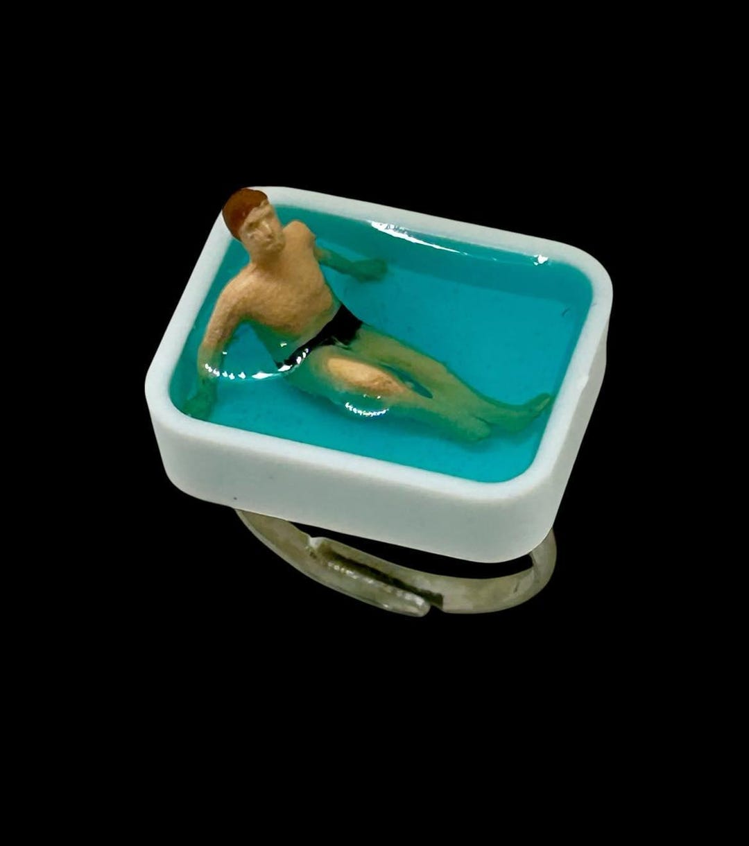 Tiny Pool Ring (type 1) - Adjustable, Unique, Handmade, Water, Swimming ...