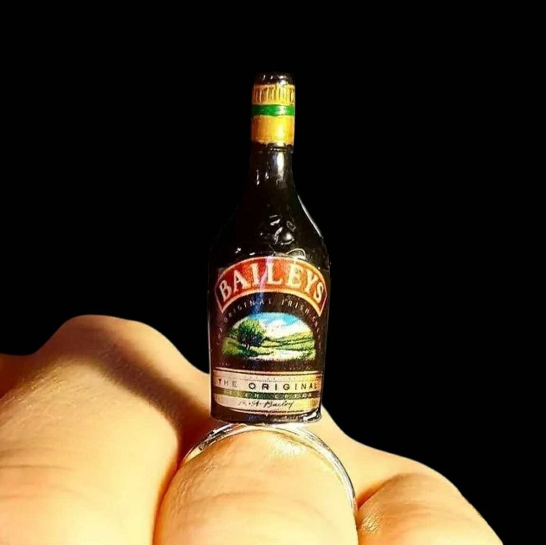 Miniature Irish Whiskey Cream Liqueur Bottle Ring - Adjustable Silver ...