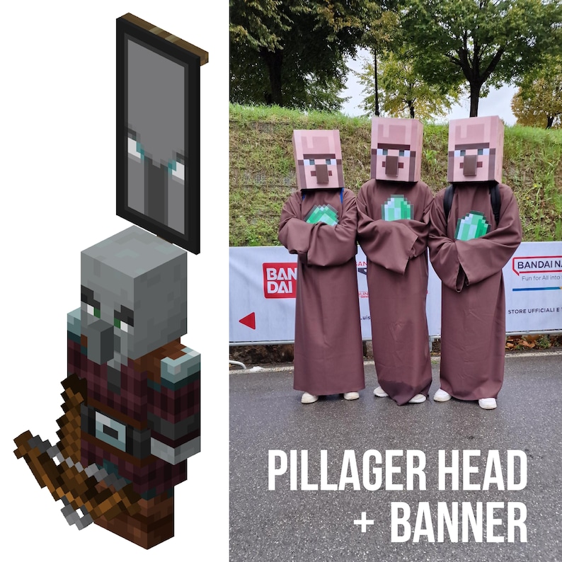 Pillager Head and Banner PDF Files A3 Minecraft - Etsy