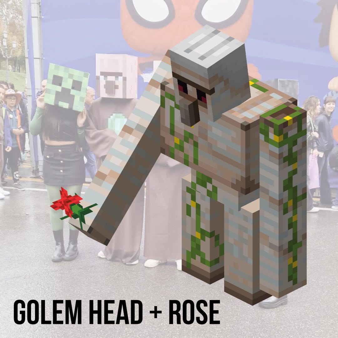 Iron Golem Head and Rose PDF Files A3 - Minecraft - Etsy
