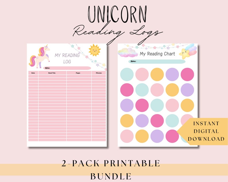 Reading Log for Kids Reading Log Unicorn Reading Tracker for Kids ...