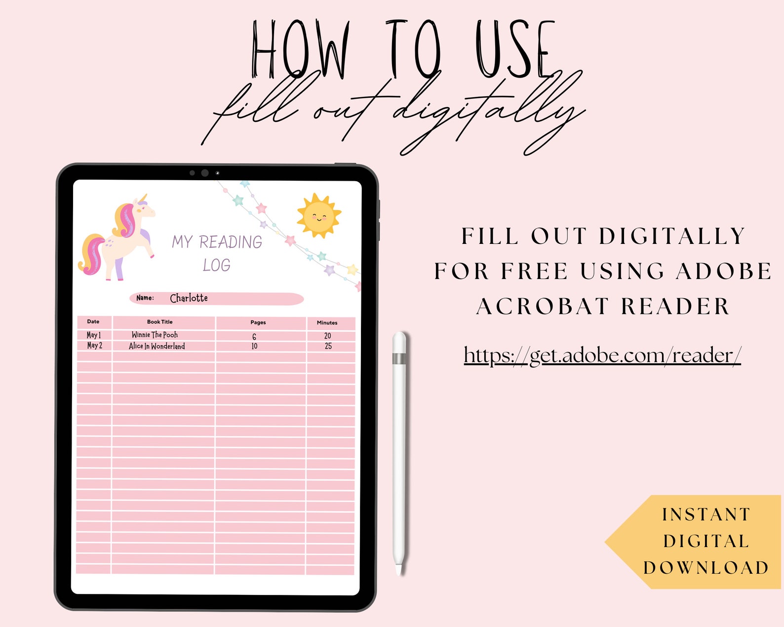 Reading Log for Kids Reading Log Unicorn Reading Tracker for Kids ...
