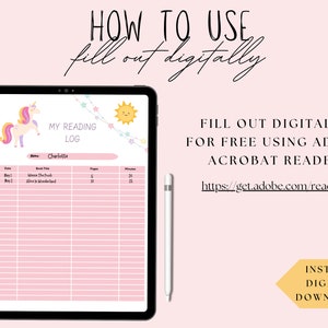Reading Log for Kids Reading Log Unicorn Reading Tracker for Kids ...