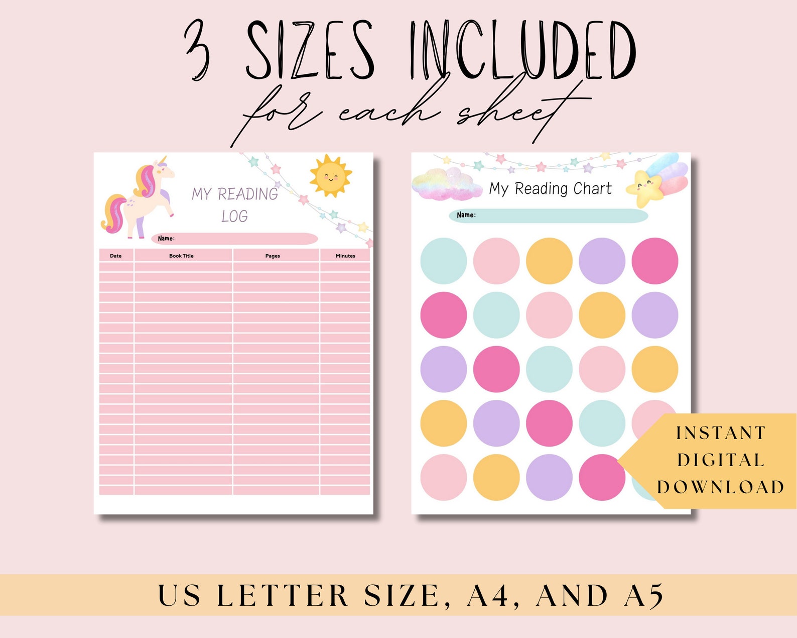 Reading Log for Kids Reading Log Unicorn Reading Tracker for Kids ...