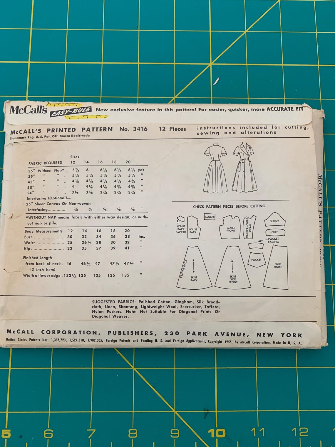 1955 Dress or Housecoat Pattern - Mccalls 3416 - Etsy