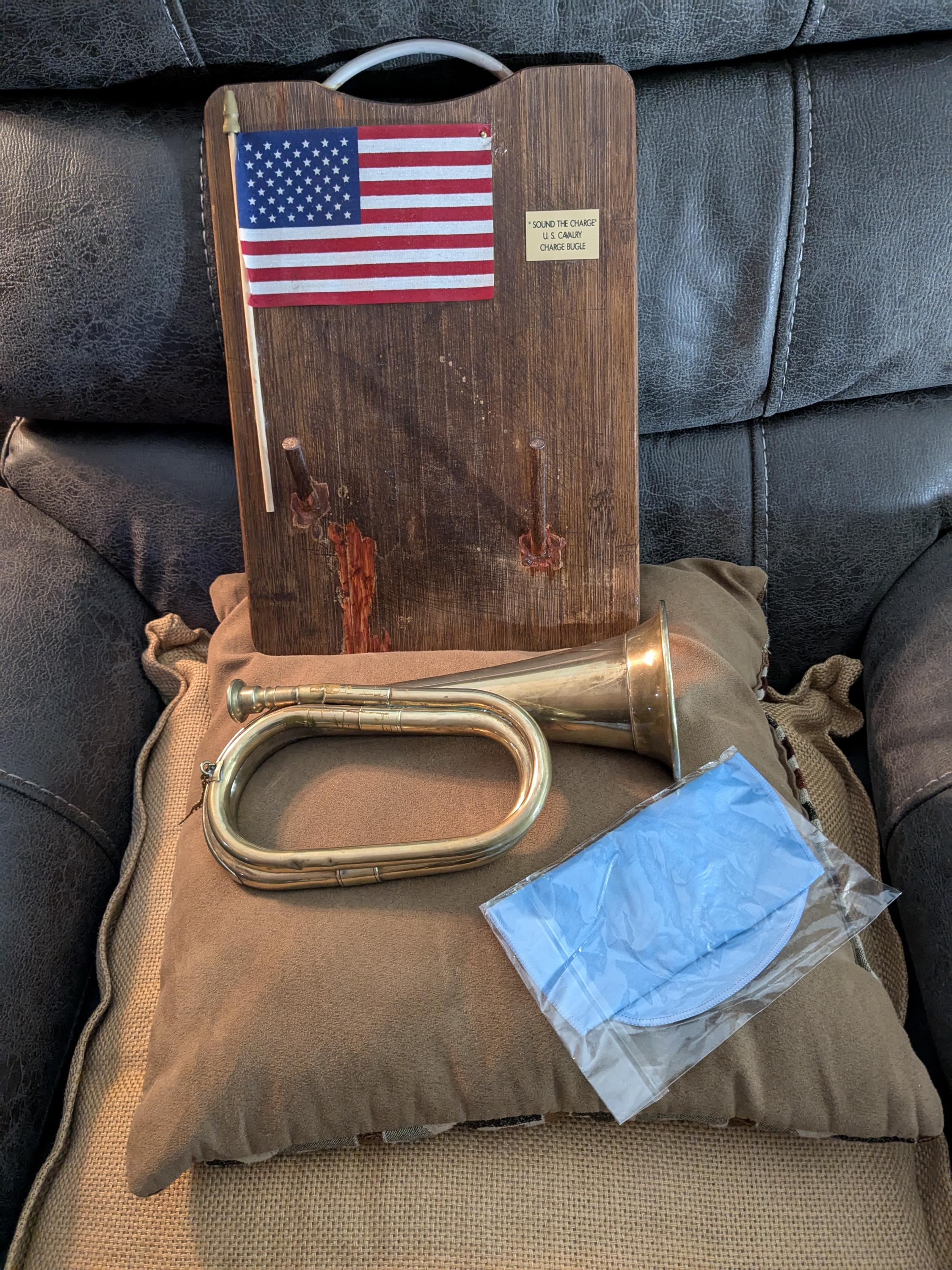 Vintage US Cavalry Charge Bugle W/ Display Board and Plaque - Etsy