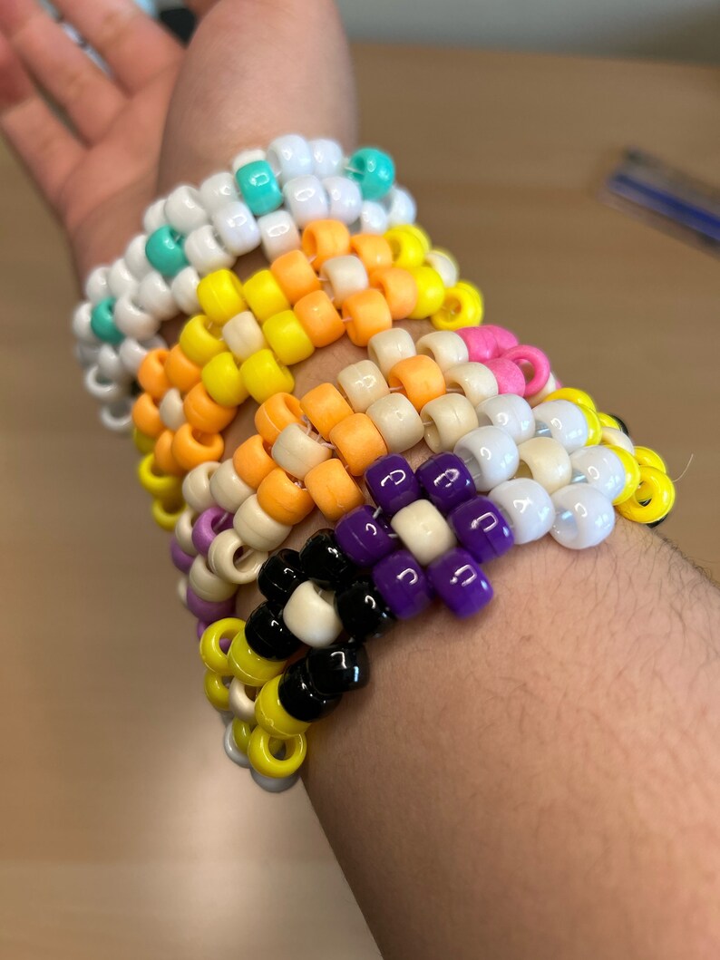 Flower Beaded Kandi Bracelet Cuff. Tradable Handmade PLUR Bracelets. - Etsy