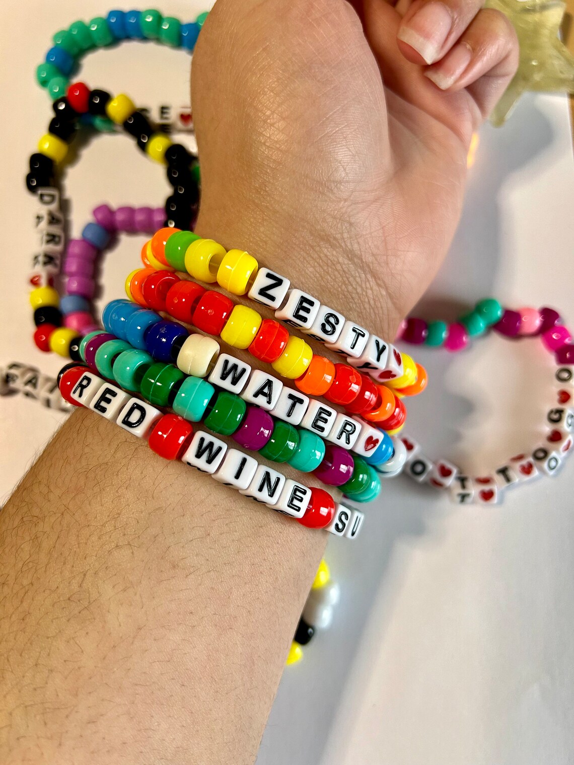 Random Kandi Beaded Single Strand Bracelets. Mystery Grab-bag of ...