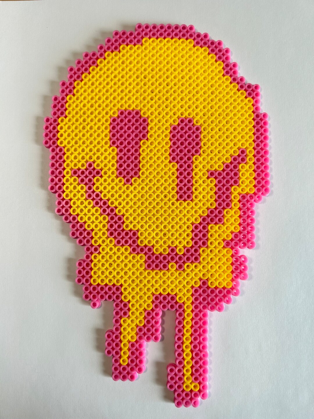 Groovy Drippy Face Perler Art. Wall Hanging, Decor. Trippy Yellow and ...