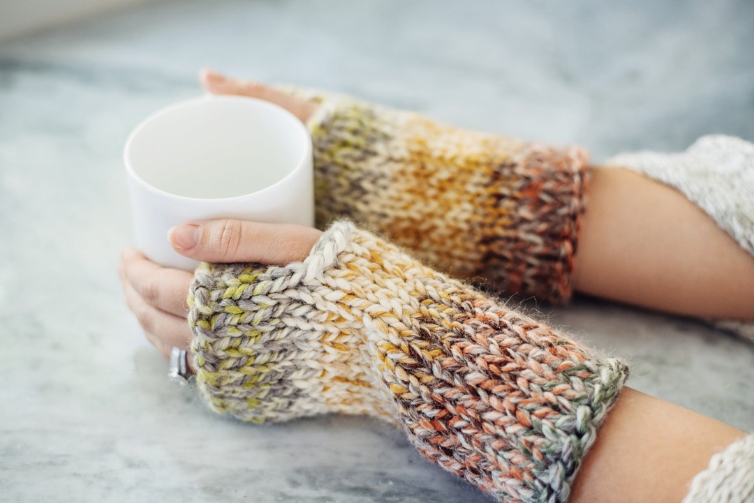Fingerless Knit Gloves, Knit Winter Gloves, Knit Fall Gloves, Stocking ...