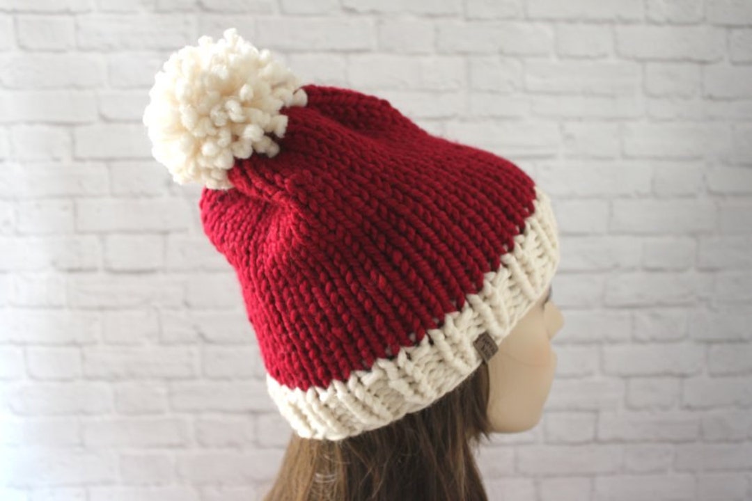 Knit Santa Hat Christmas Hat Adult Santa Hat Chunky Knit - Etsy