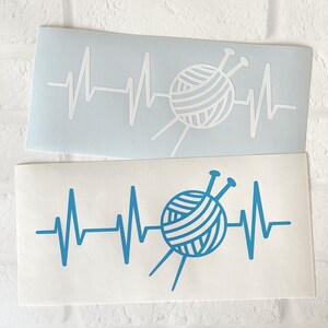 Knitting Heartbeat Car Decal, Gift for Knitter, Window Decal, Knitting ...