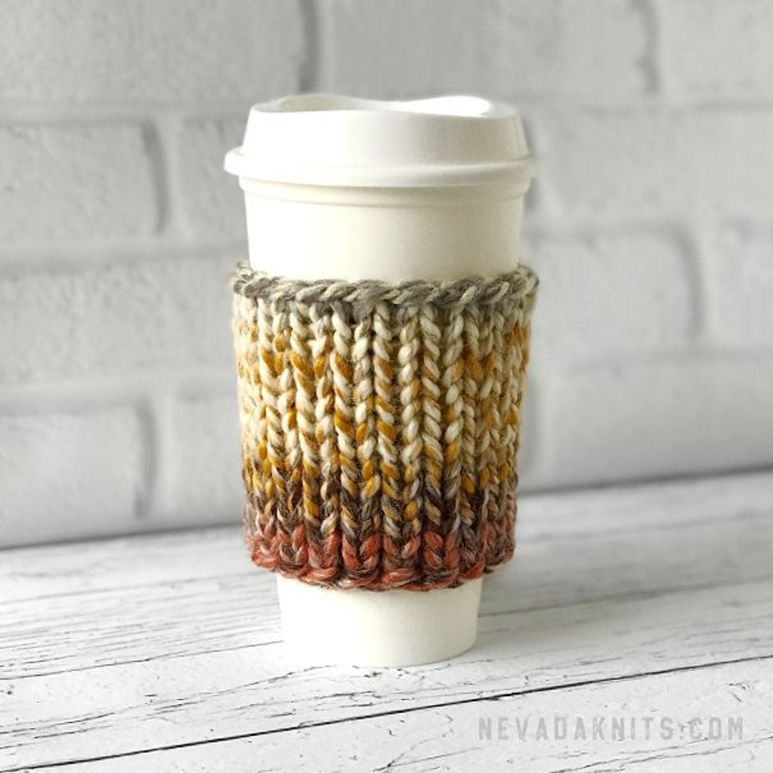 Set of 2 Coffee Cozies Knit Coffee Sleeves Chunky Knits | Etsy