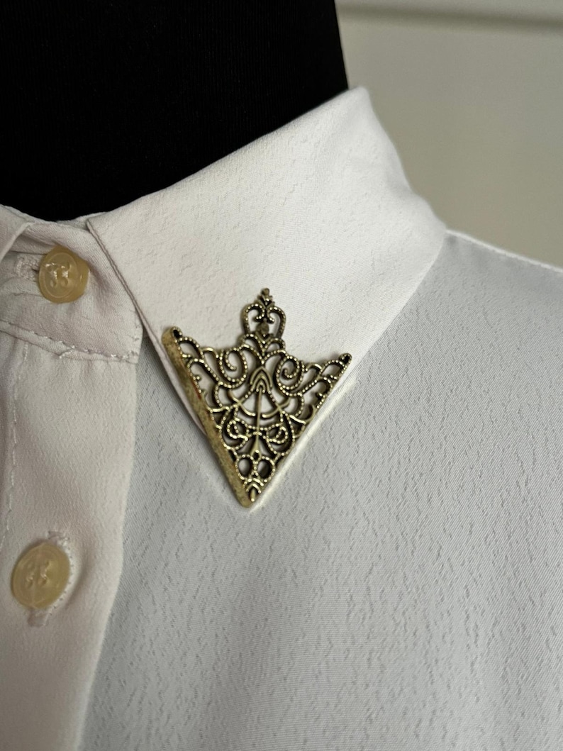 Vintage Triangle Shirt Collar Brooch Green Bronz - Etsy