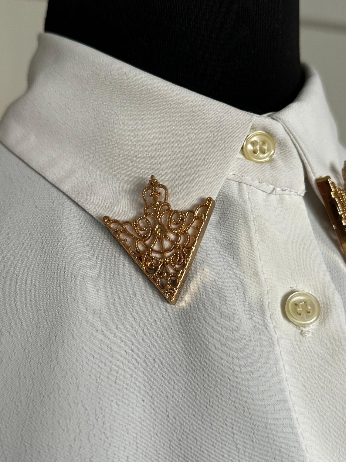 Vintage Triangle Shirt Collar Brooch Gold - Etsy