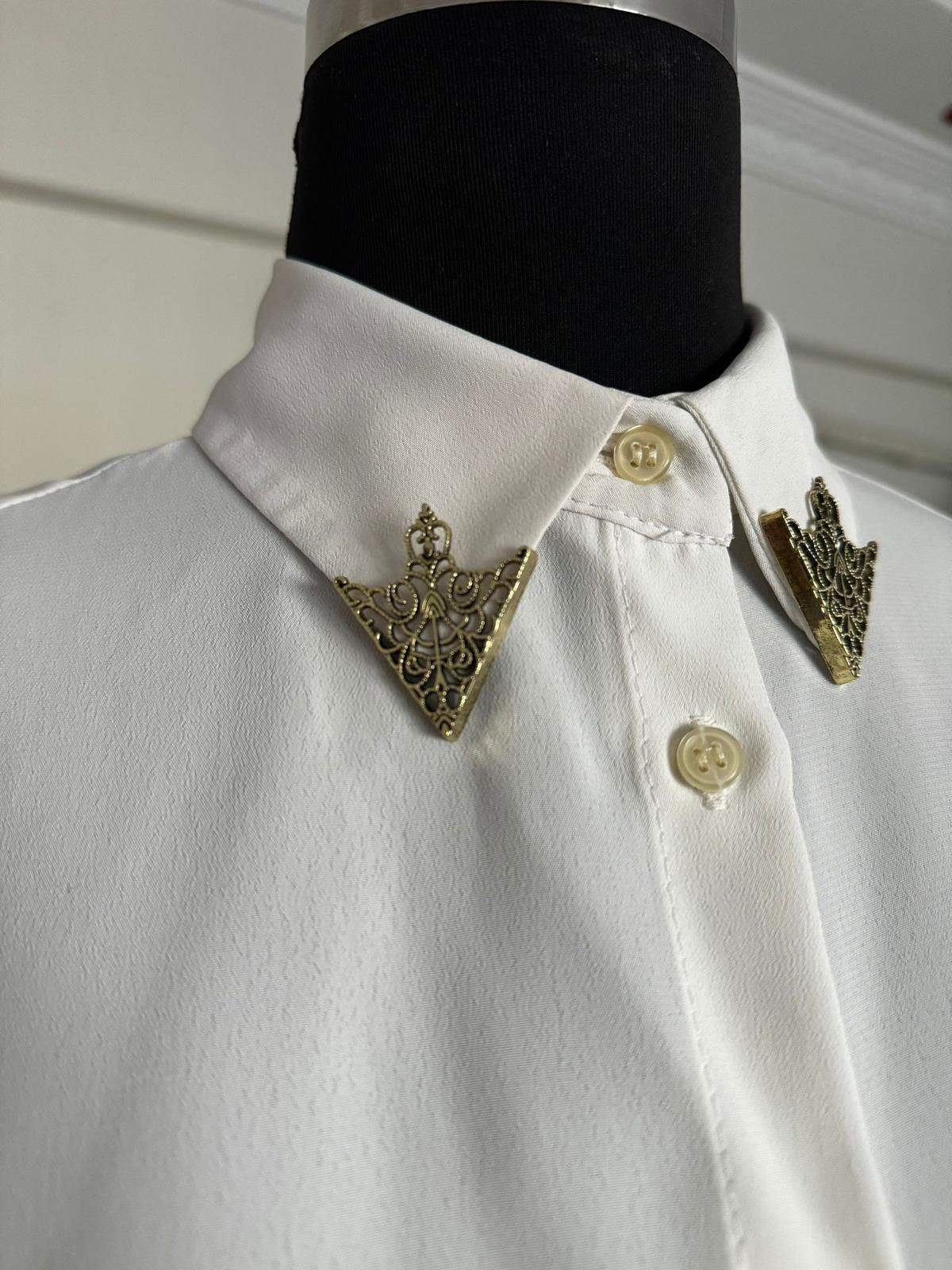 Vintage Triangle Shirt Collar Brooch Green Bronz - Etsy