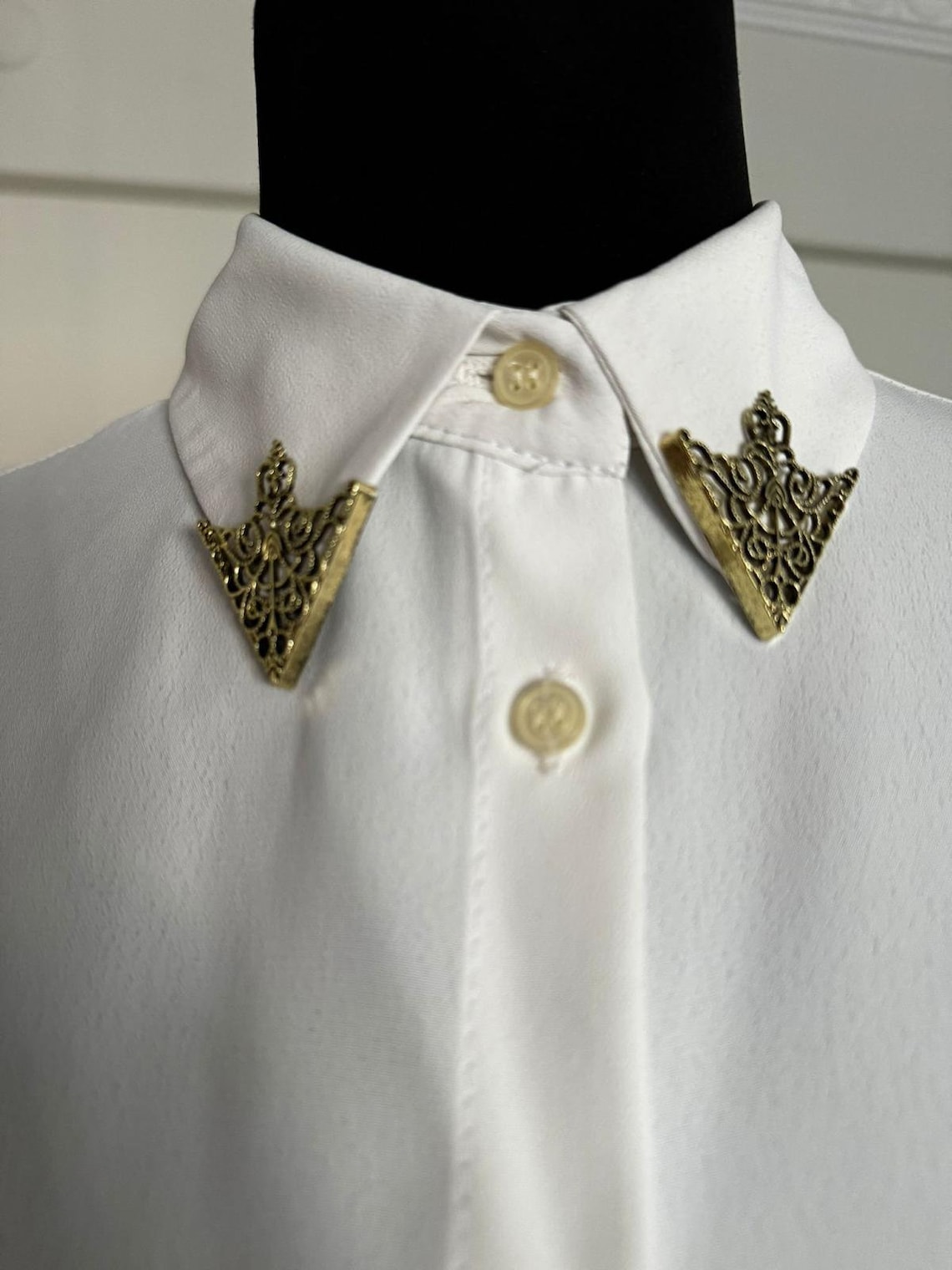 Vintage Triangle Shirt Collar Brooch Green Bronz - Etsy