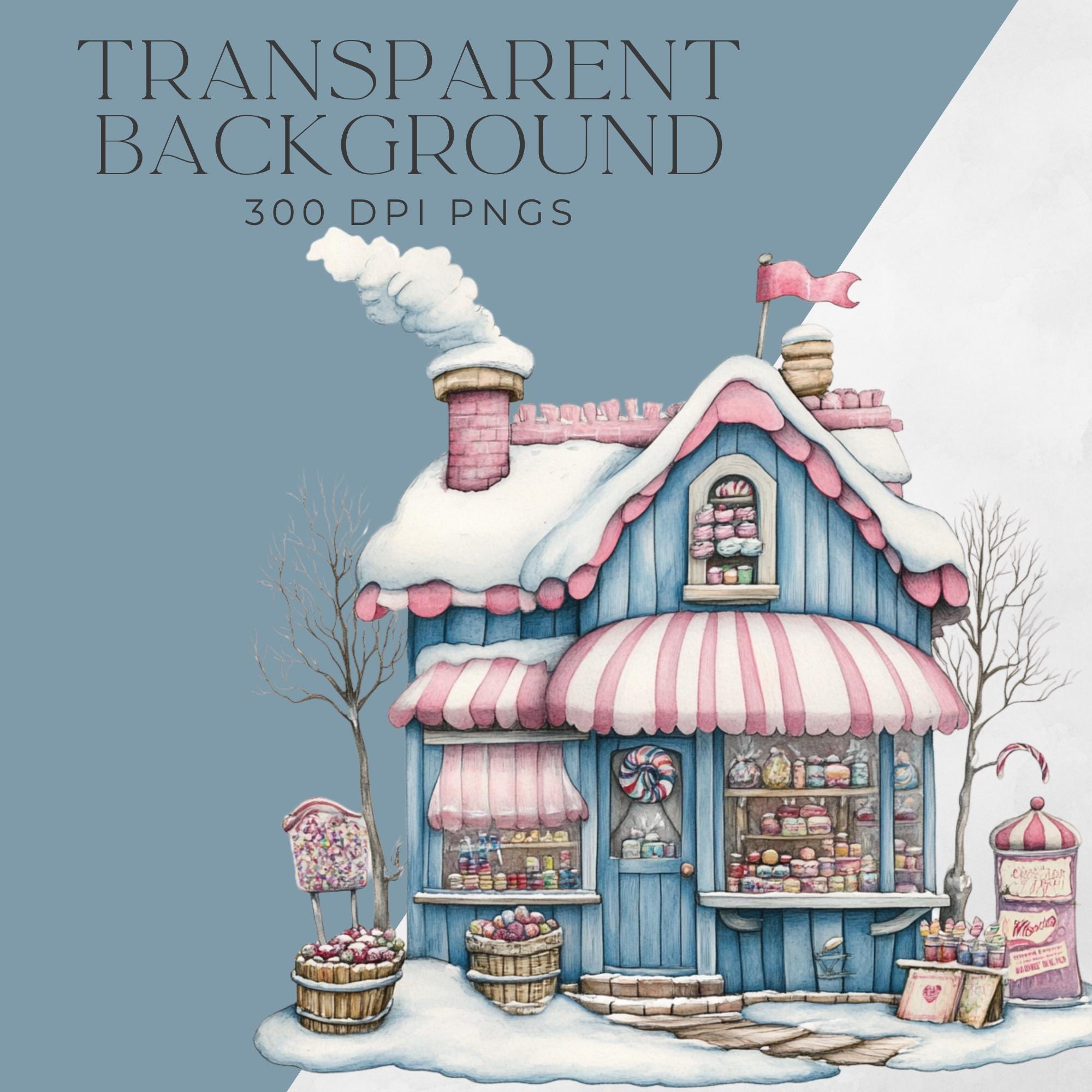 Whimsical Candy Shop Clipart: Pastel Candy Store PNG (digital Download ...