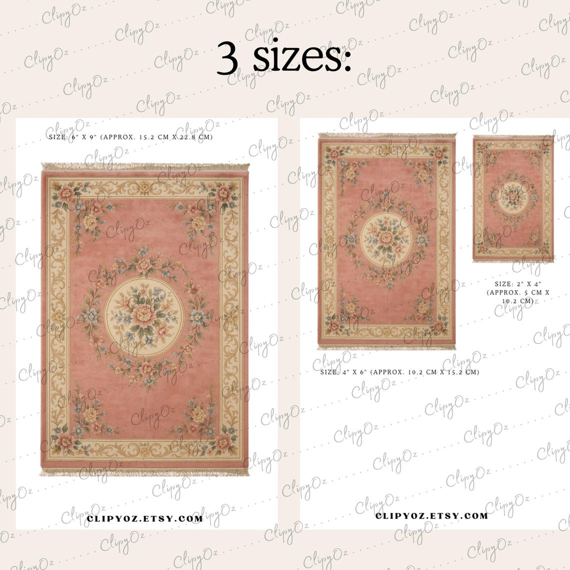 Vintage Miniature Rug, Printable Carpet, Dollhouse Home Decor ...