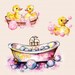 Rubber Ducks Bubble Bath Clipart, Colorful Duck Graphics, Fun Bath ...