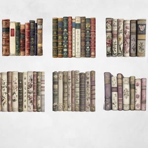 Vintage Regency Book Spines Clip Art Junk Journal Invitation Library ...