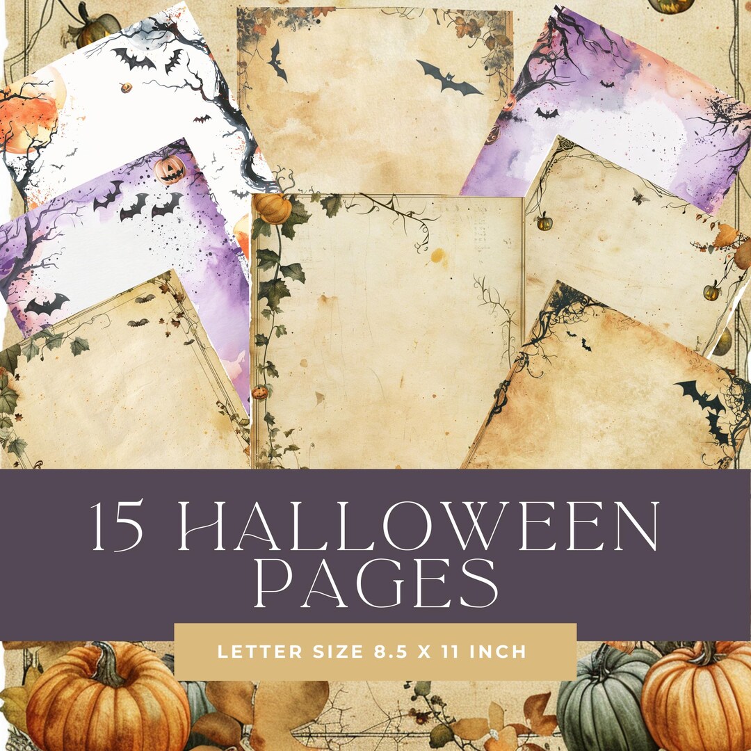 Vintage Halloween Digital Paper: 15 Ephemera Designs (digital Download ...