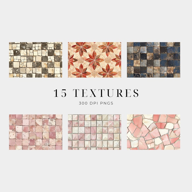 Rustic Seamless Mosaic Tiles Clipart, Vintage Stone and Ceramic ...