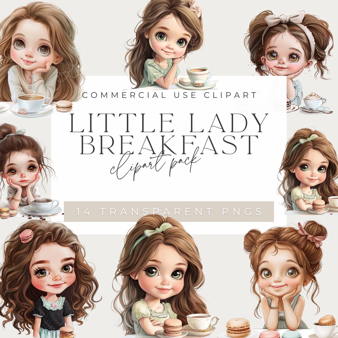 Little Lady Breakfast Clipart: Macaroon Tea Party (14 PNG, Digital ...