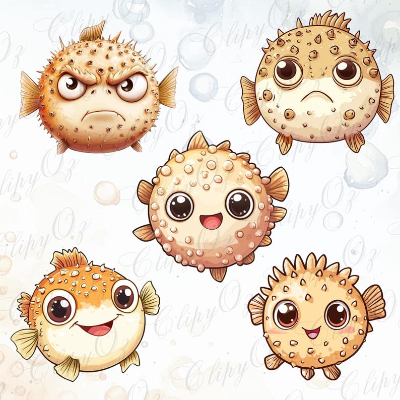 Blowfish PNG, Puffer Fish, Kawaii Cute Puffer Blowfish, Digital ...