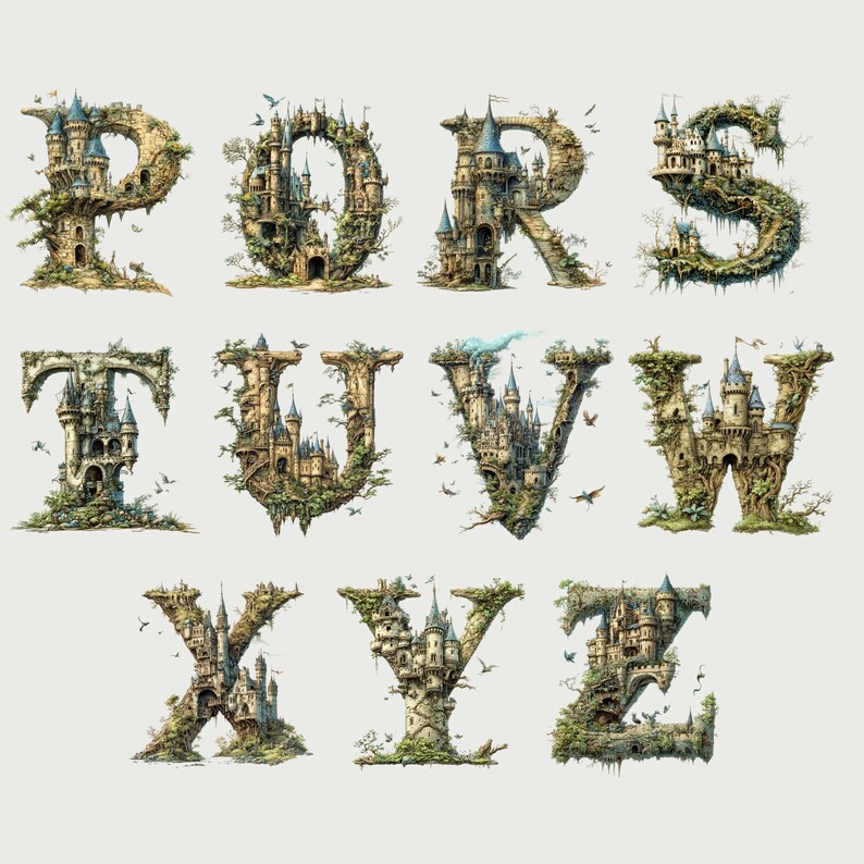 Enchanted Castle Alphabet Clipart | PNG | 26 High-resolution 300 DPI ...