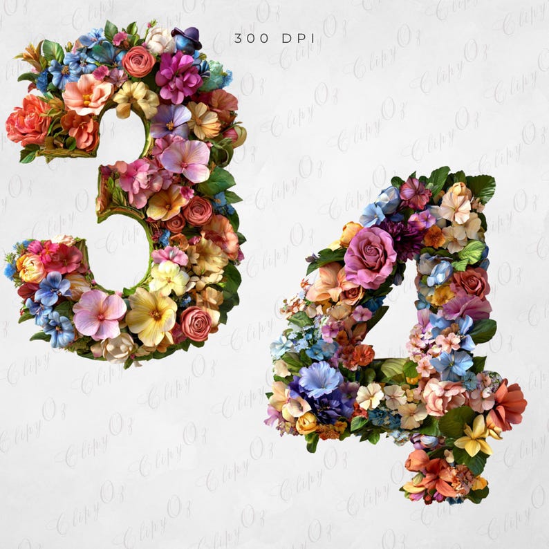 Flower Numbers, Transparent PNG, Birthday Clipart, Digit Flowers ...