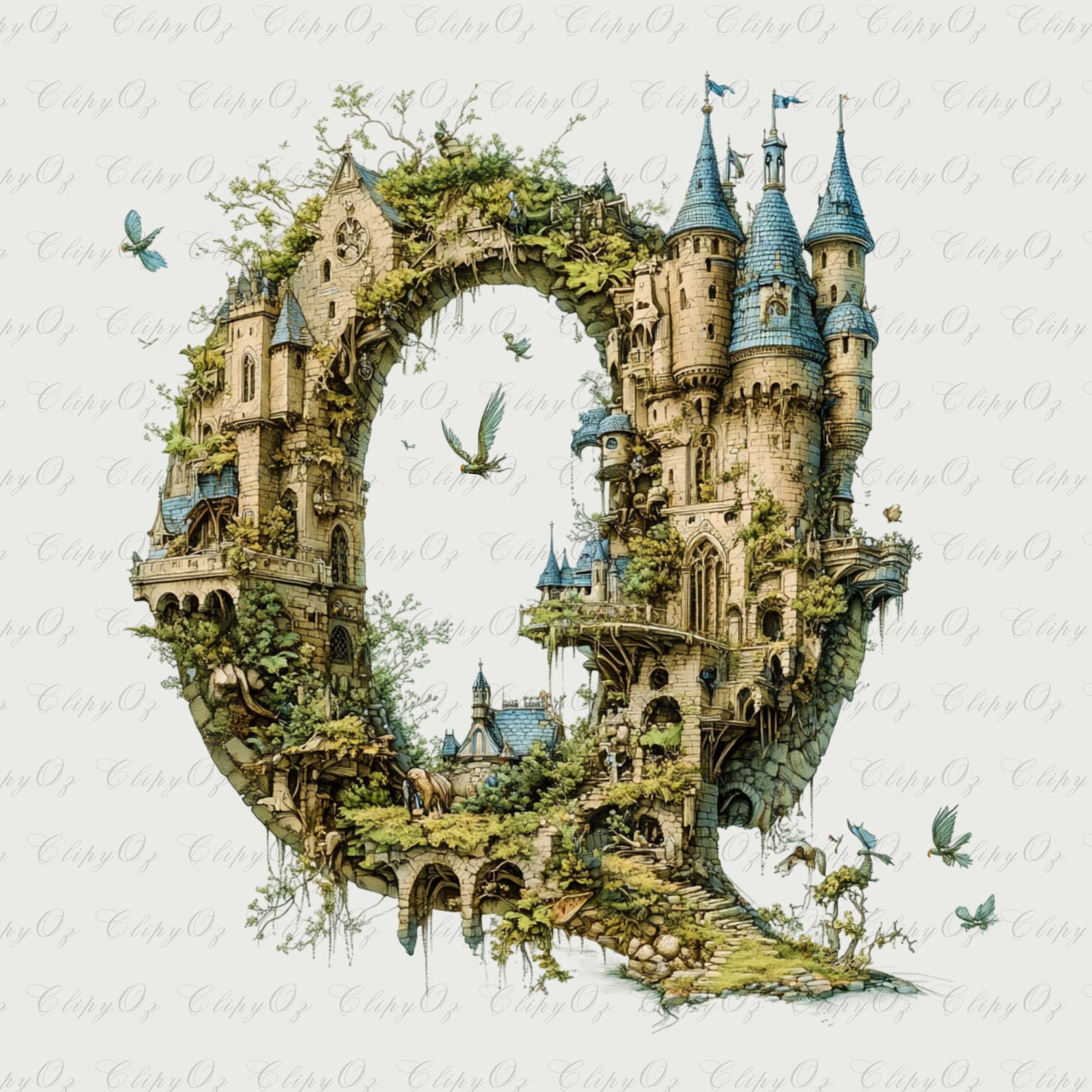 Enchanted Castle Alphabet Clipart | PNG | 26 High-resolution 300 DPI ...